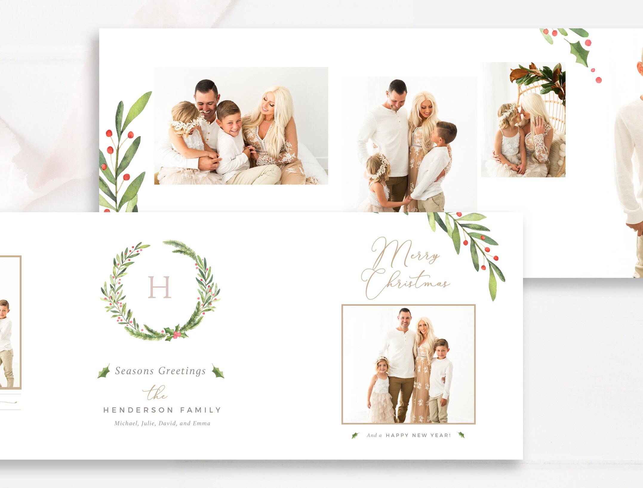 5 X 5 Trifold Christmas Card Photoshop Template | Etsy