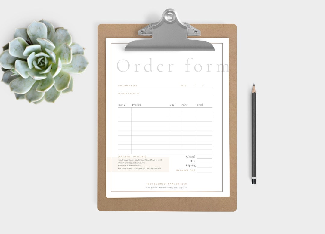 Order Form Template, Retail Order Form, Simple Invoice, Custom Invoice ...