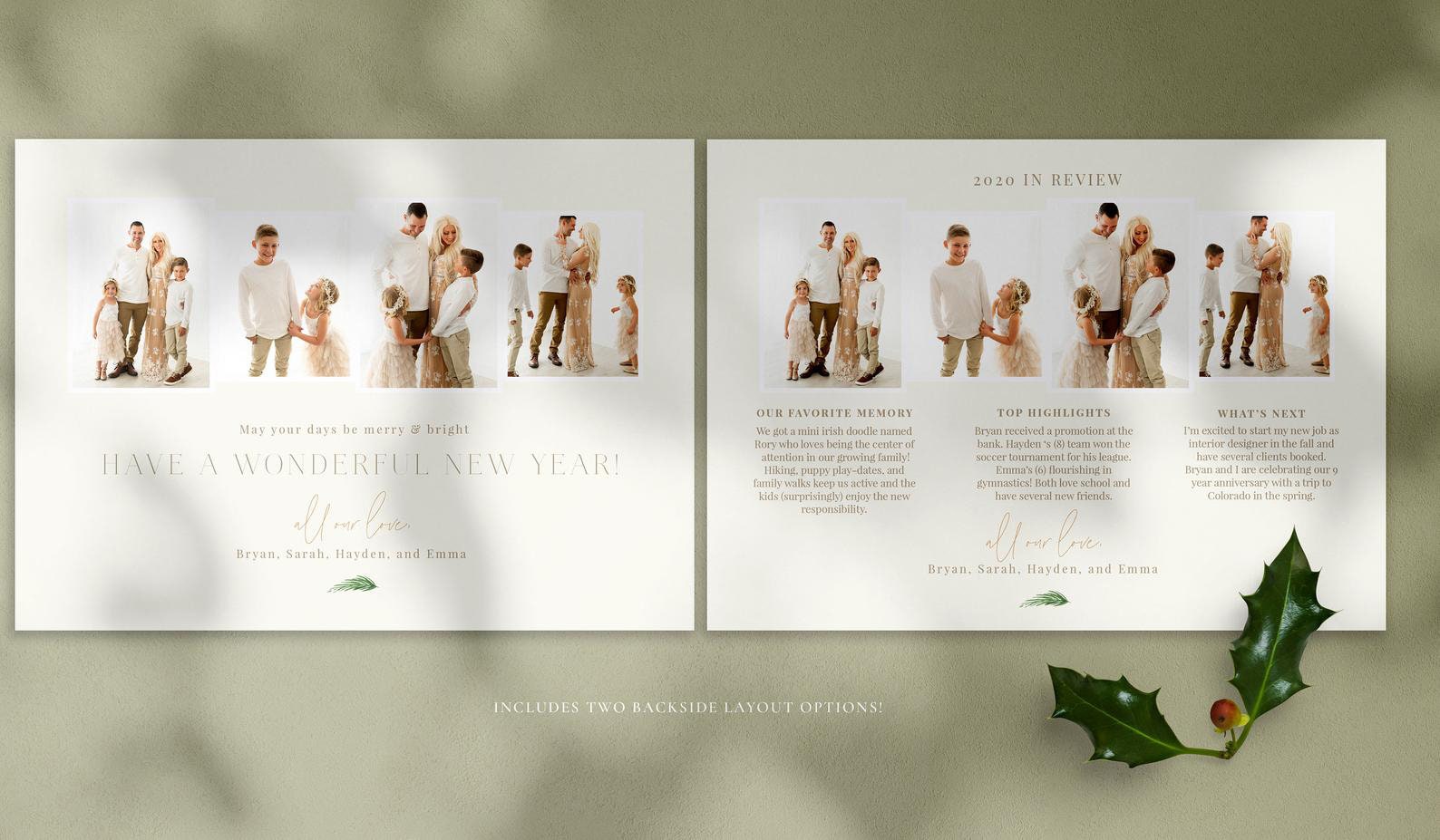 Christmas Photo Card Template Bundle Flat Card 3x3 Accordion - Etsy