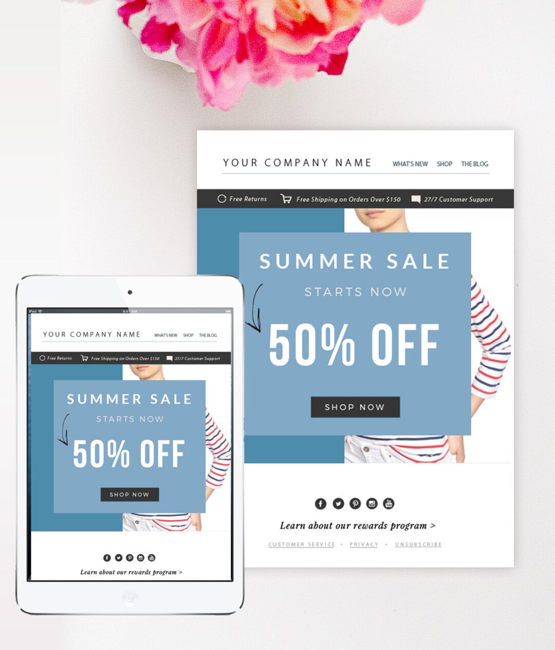 Fashion E-mail Newsletter Template PSD, Sale E-commerce Newsletter ...