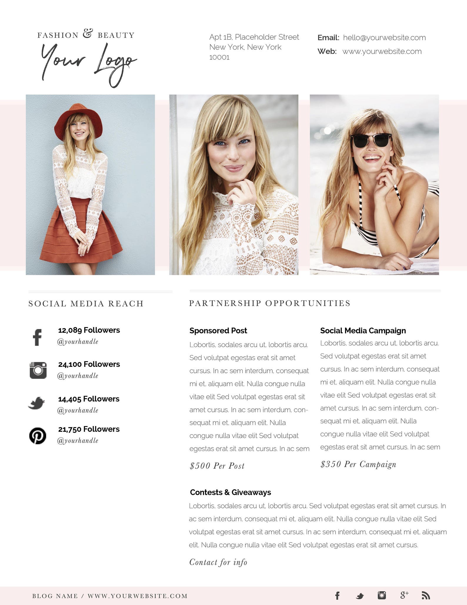 Media Kit Template 4 Page Blogger Media Kit Blog Media Press - Etsy