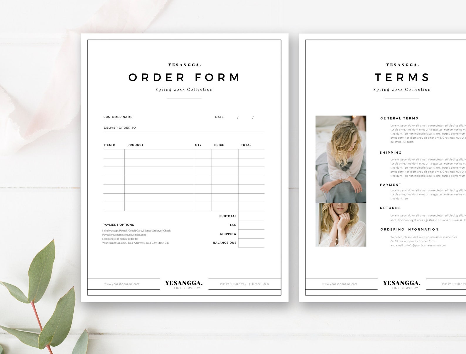 Canva Photoshop MS Word Minimalist Order Form Template - Etsy