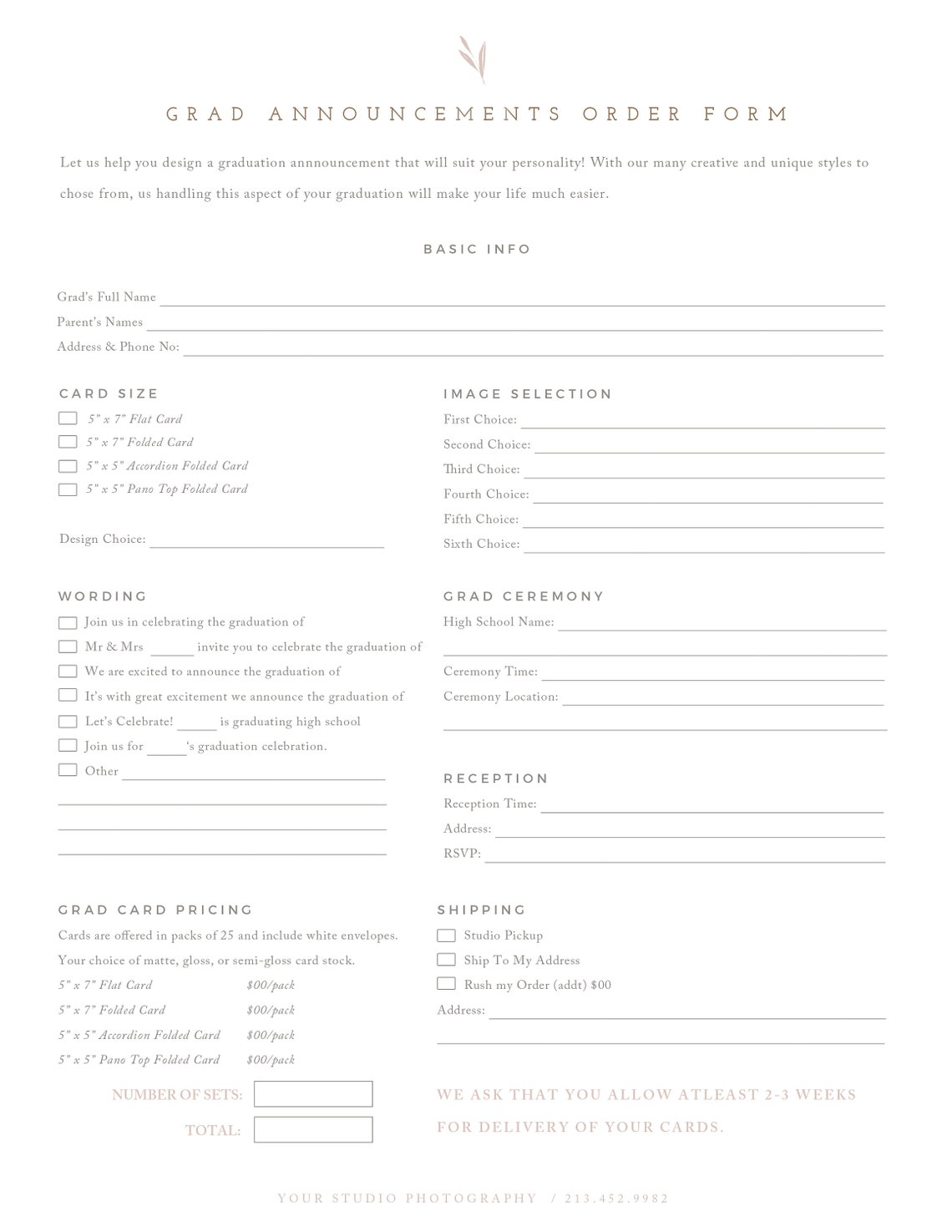 Grad Announcement Order Form Graduation Announcement Order - Etsy