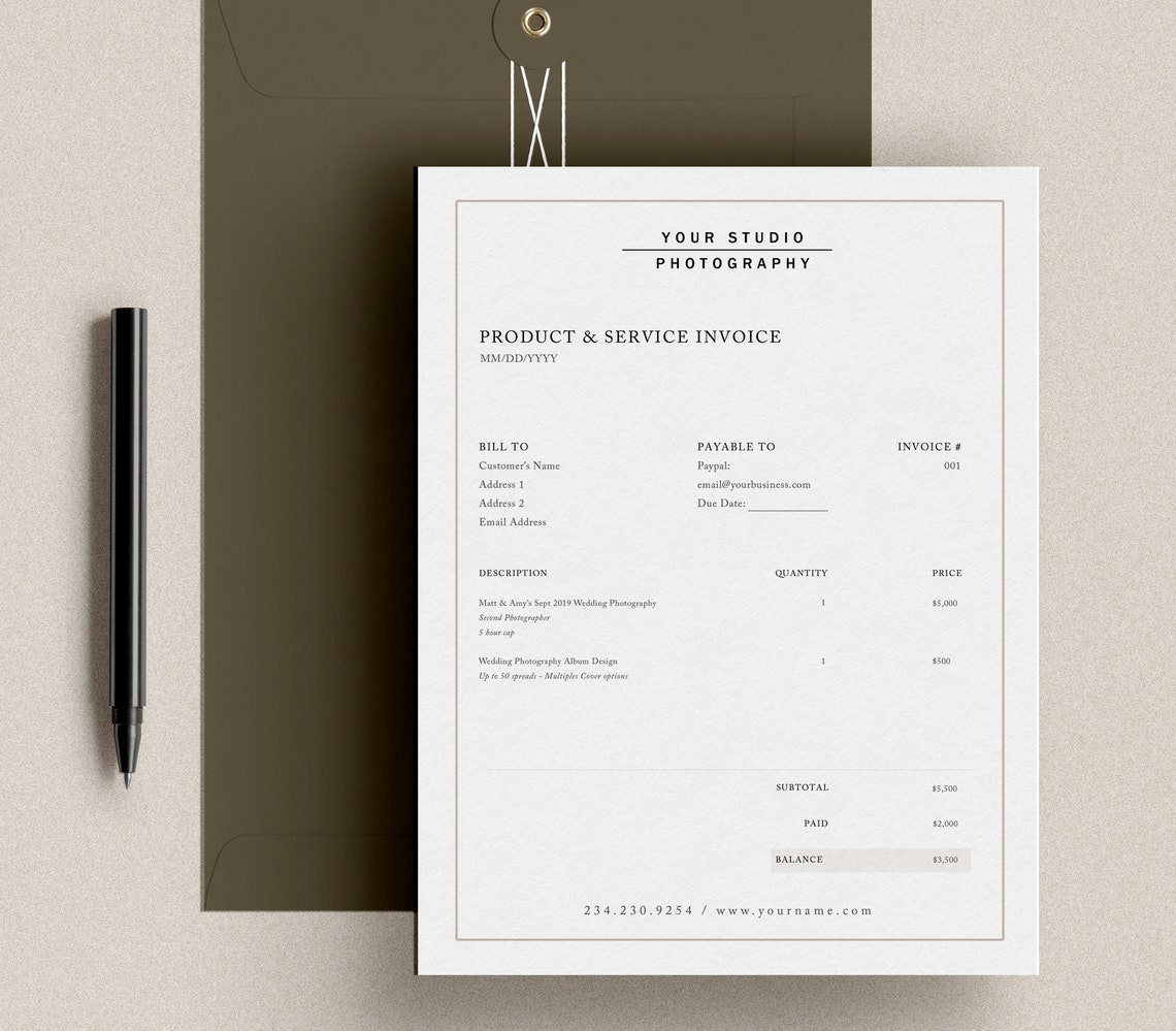 Photography Invoice Template Invoice Template Printable | Etsy