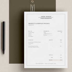Photography Invoice Template, Invoice Template, Printable Invoice ...