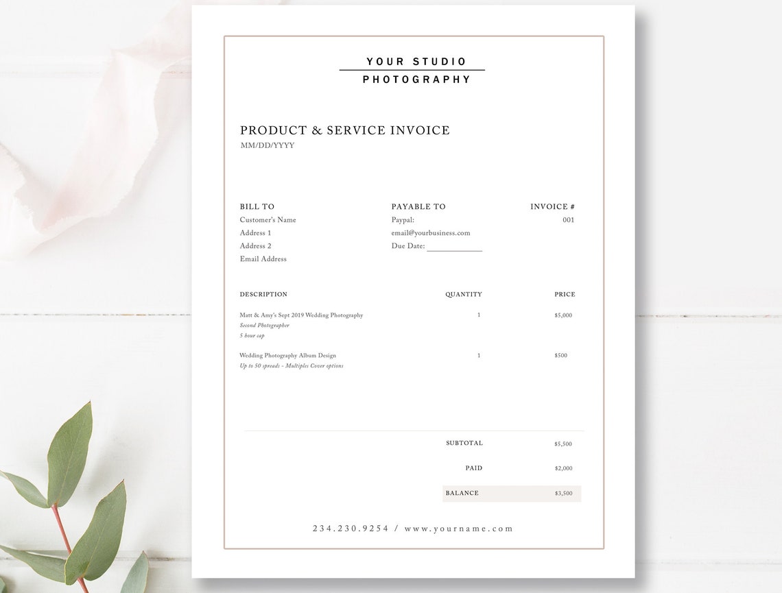 Photography Invoice Template Invoice Template Printable | Etsy
