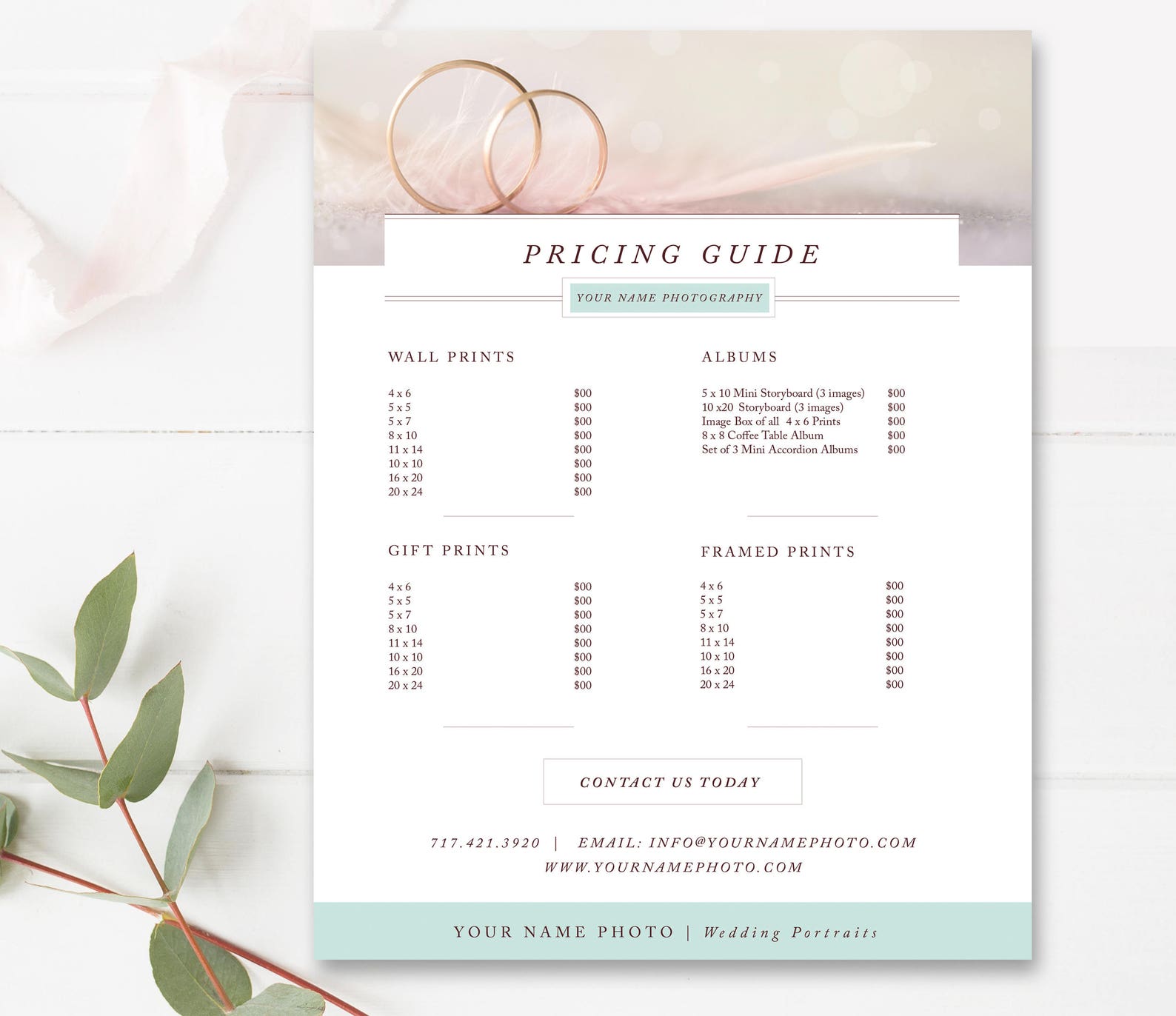 Photography Price Sheet Wedding Photography Pricing List | Etsy