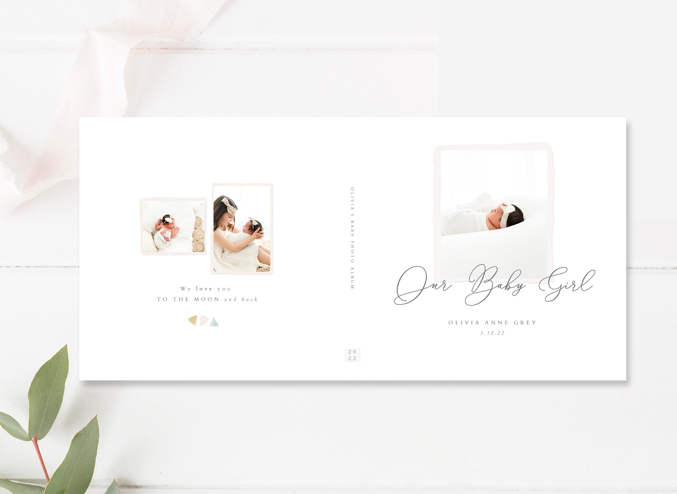 Baby Photo Album Cover Template, Baby Photo Book Cover, Newborn ...