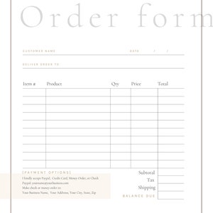 Order Form Template, Retail Order Form, Simple Invoice, Custom Invoice ...