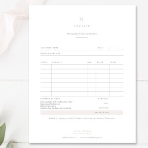 Photography Invoice Template, Invoice Design, Receipt, Editable Invoice ...