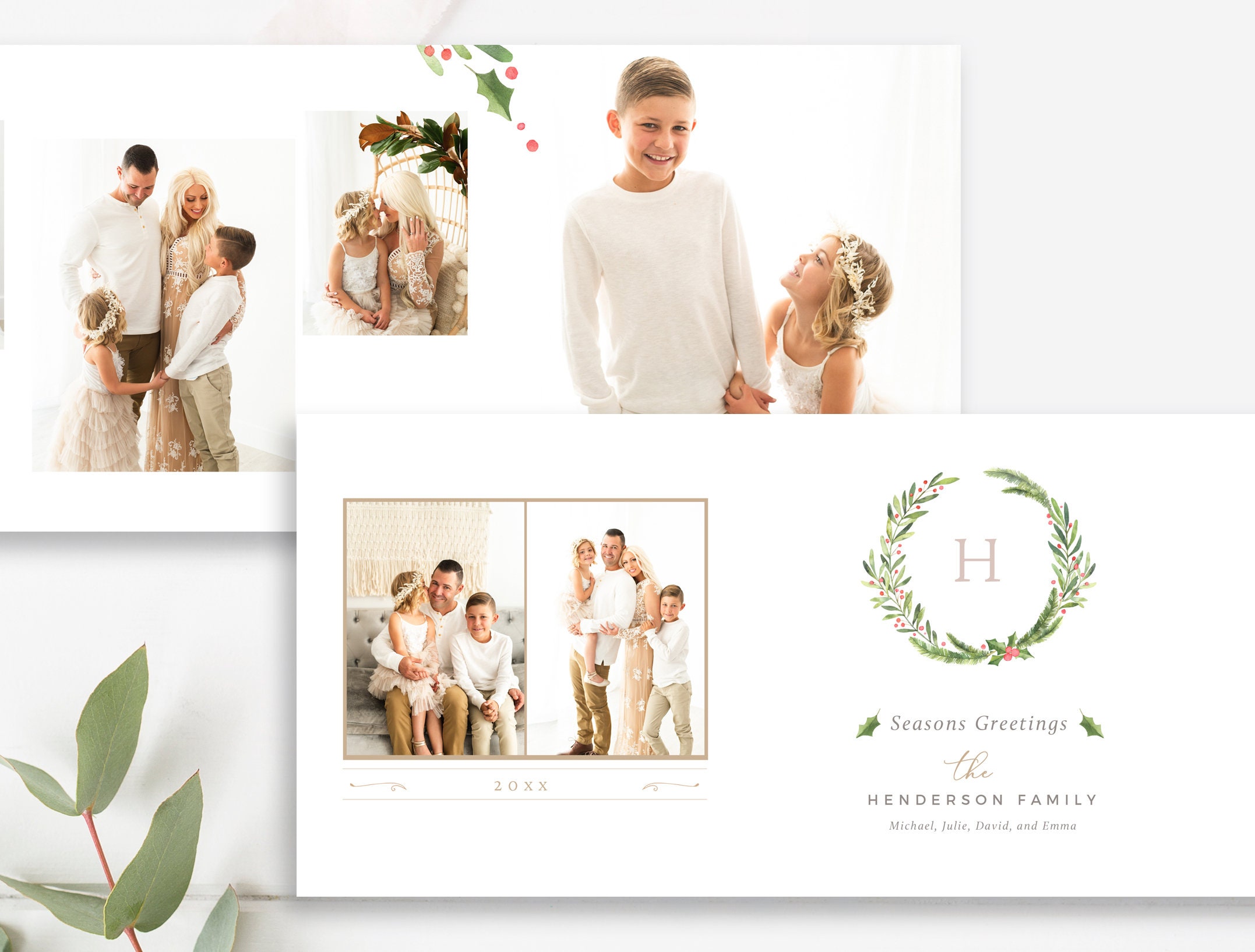 5 X 5 Trifold Christmas Card Photoshop Template | Etsy