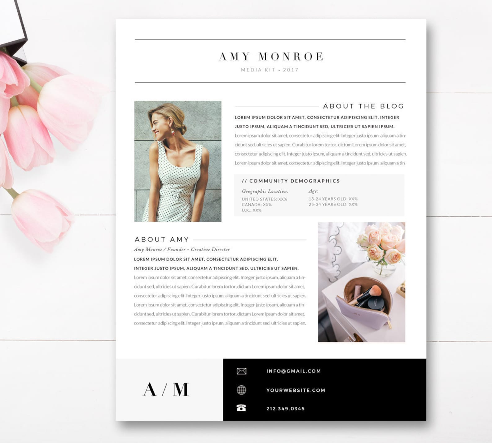 Media Kit Template 4 Page Blogger Media Kit Blog Media Press - Etsy