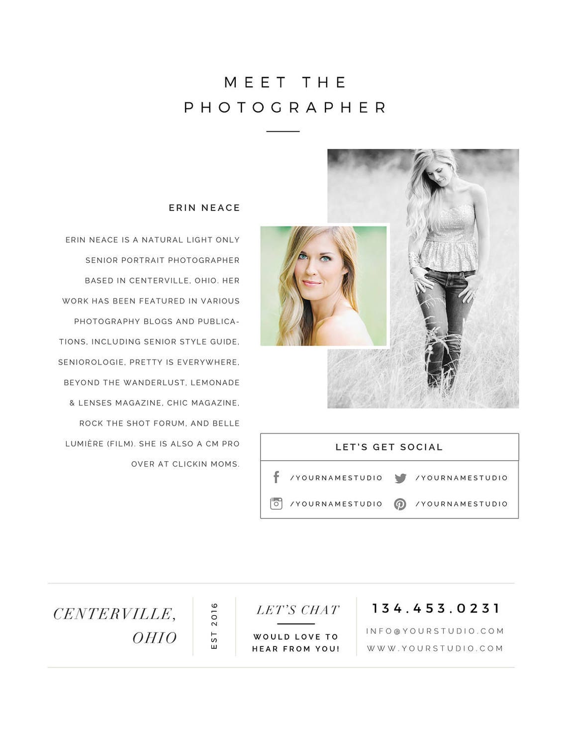 About Me Page Template for Photographers About Me Page Canva - Etsy