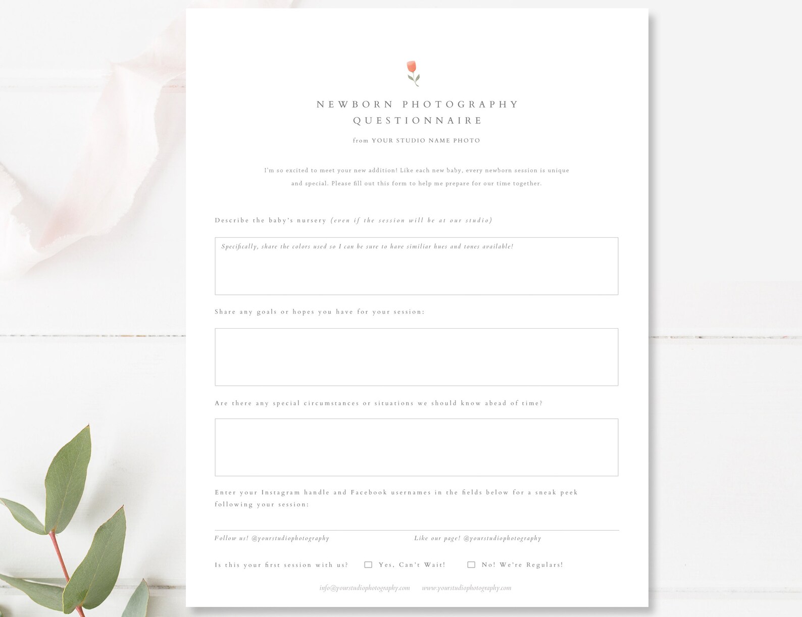 Newborn Photography Session Questionnaire Photography | Etsy