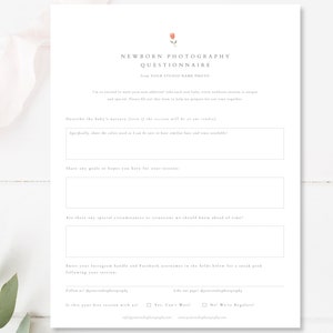 Newborn Photography Session Questionnaire, Photography Questionnaire ...