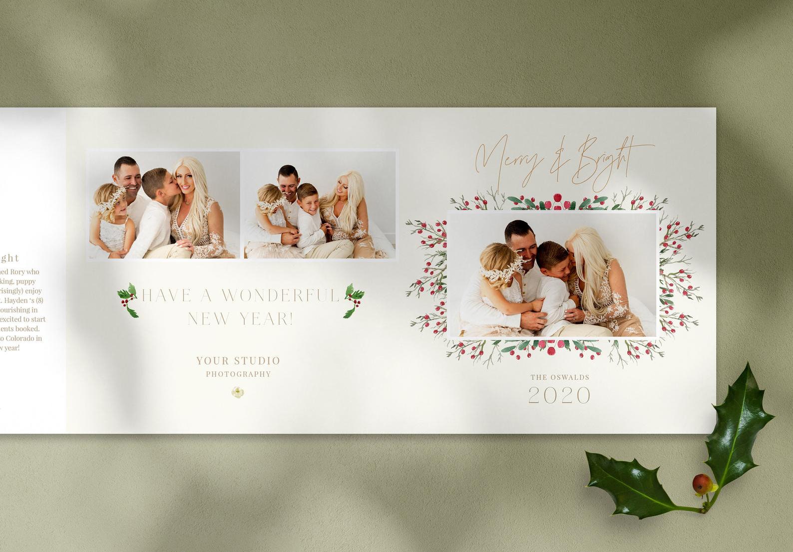 Christmas Photo Card Template Bundle Flat Card 3x3 Accordion | Etsy