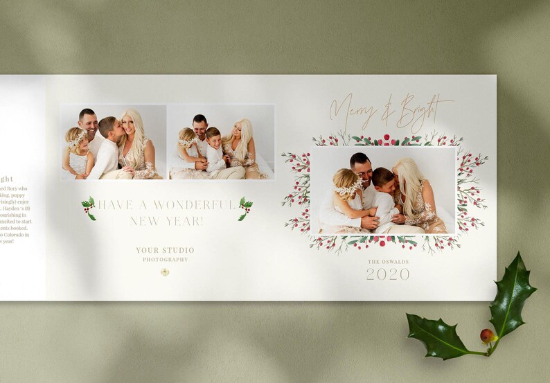 Christmas Photo Card Template Bundle Flat Card 3x3 Accordion | Etsy