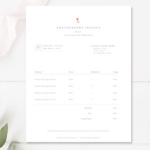 Photography Invoice for Photoshop Users, Invoice Template, Photography ...