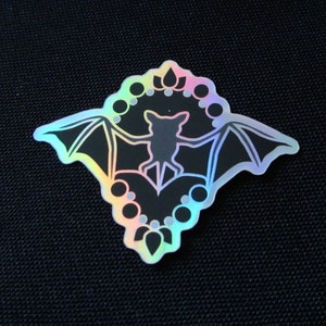 Bat Amulet Holographic Sticker Flair, Dark, Gothic, Dracula, Vampire ...