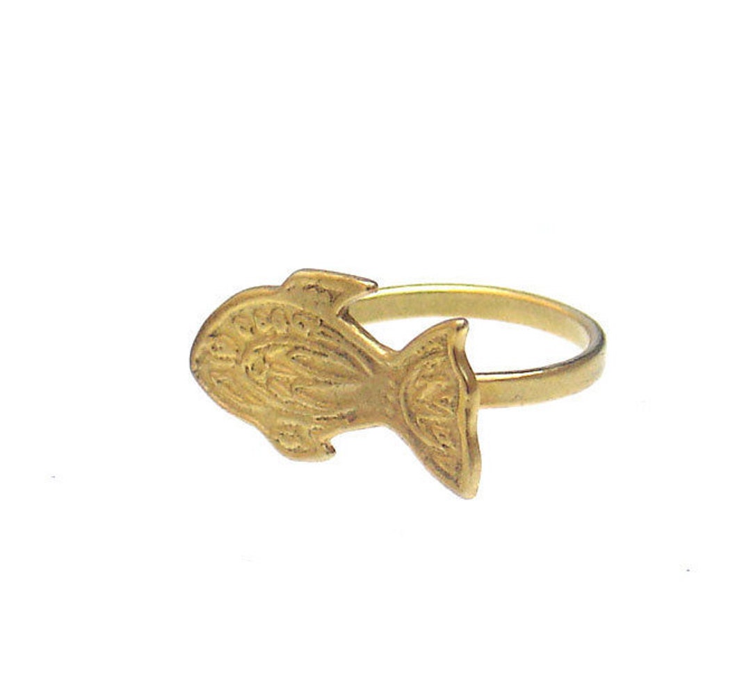 Ocean Brass Fish Ring Polished Brass Ring Pinky or Midi - Etsy