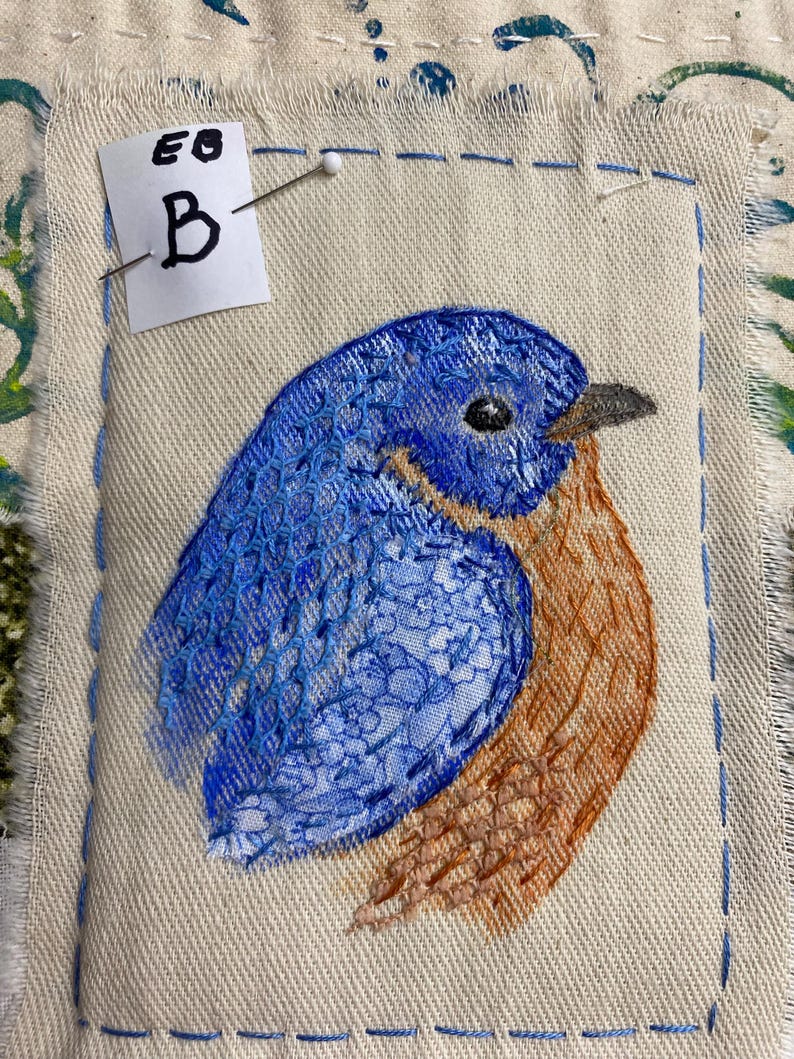 Bird Art Wall Hanging Hand Painted Slow Stitched Textile Spring Gift - Etsy