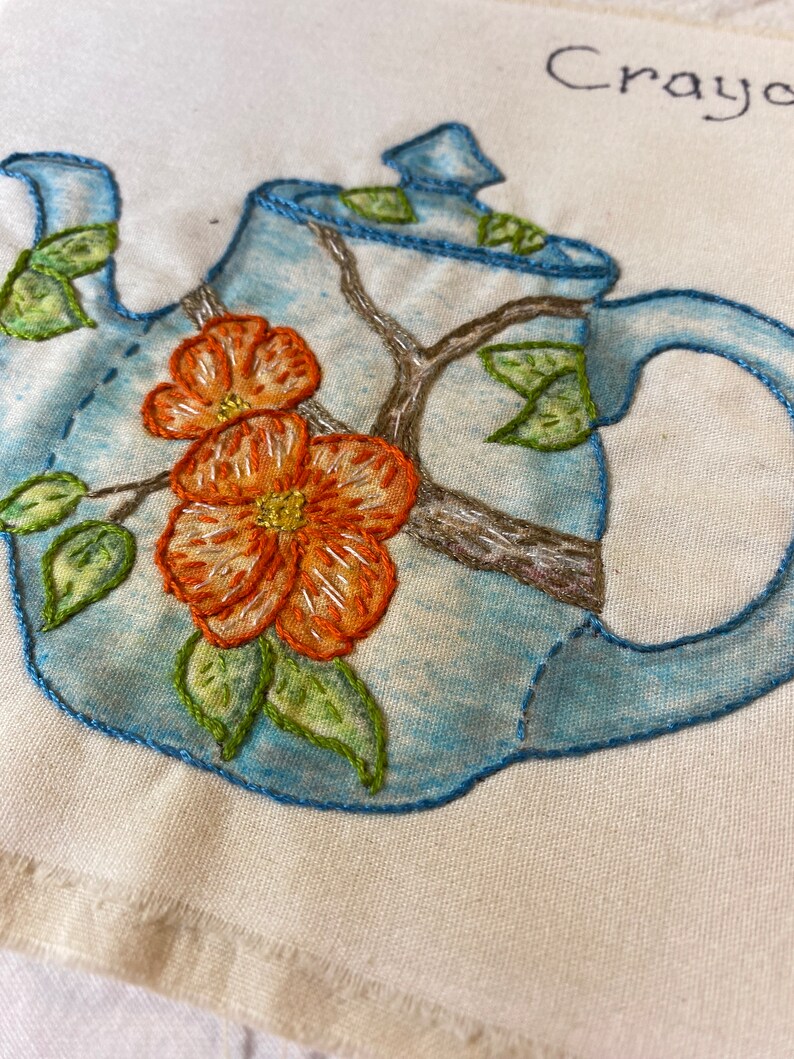 Embroidery Pattern Slow Stitch Sewing Tinted Embroidery Kit for Crayon ...