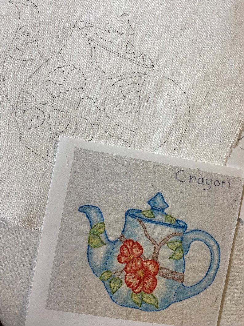 Embroidery Pattern Slow Stitch Sewing Tinted Embroidery Kit for Crayon ...