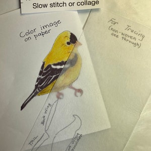 Fabric Collage KIT Bird Slow Stitch Goldfinch Kit DIY Appliqué Hand ...