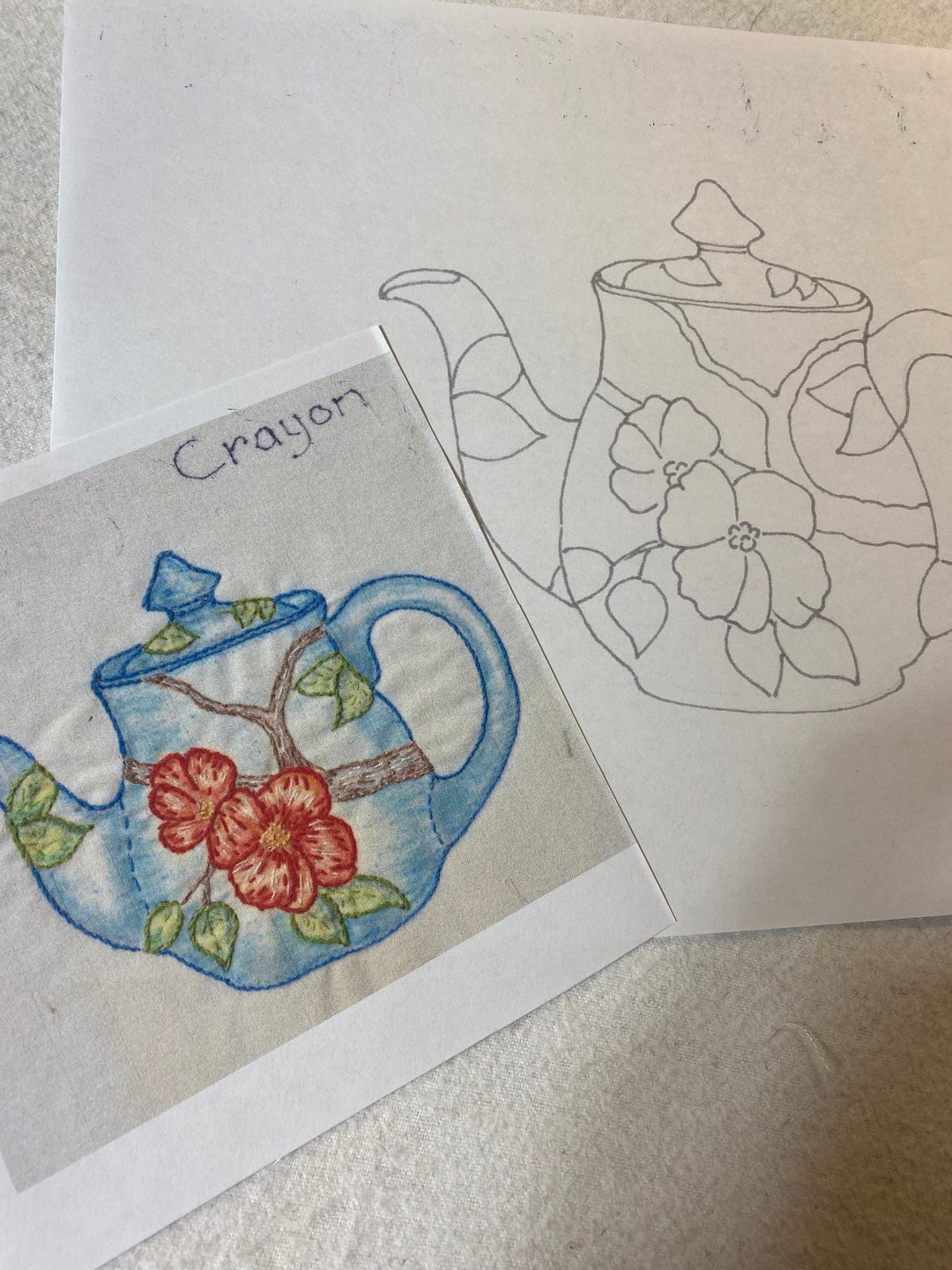 Embroidery Pattern Slow Stitch Sewing Tinted Embroidery Kit for Crayon ...