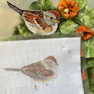 Kit Fabric Collage Bird Appliqué Hand Sewing Slow Stitch Gift Nature ...