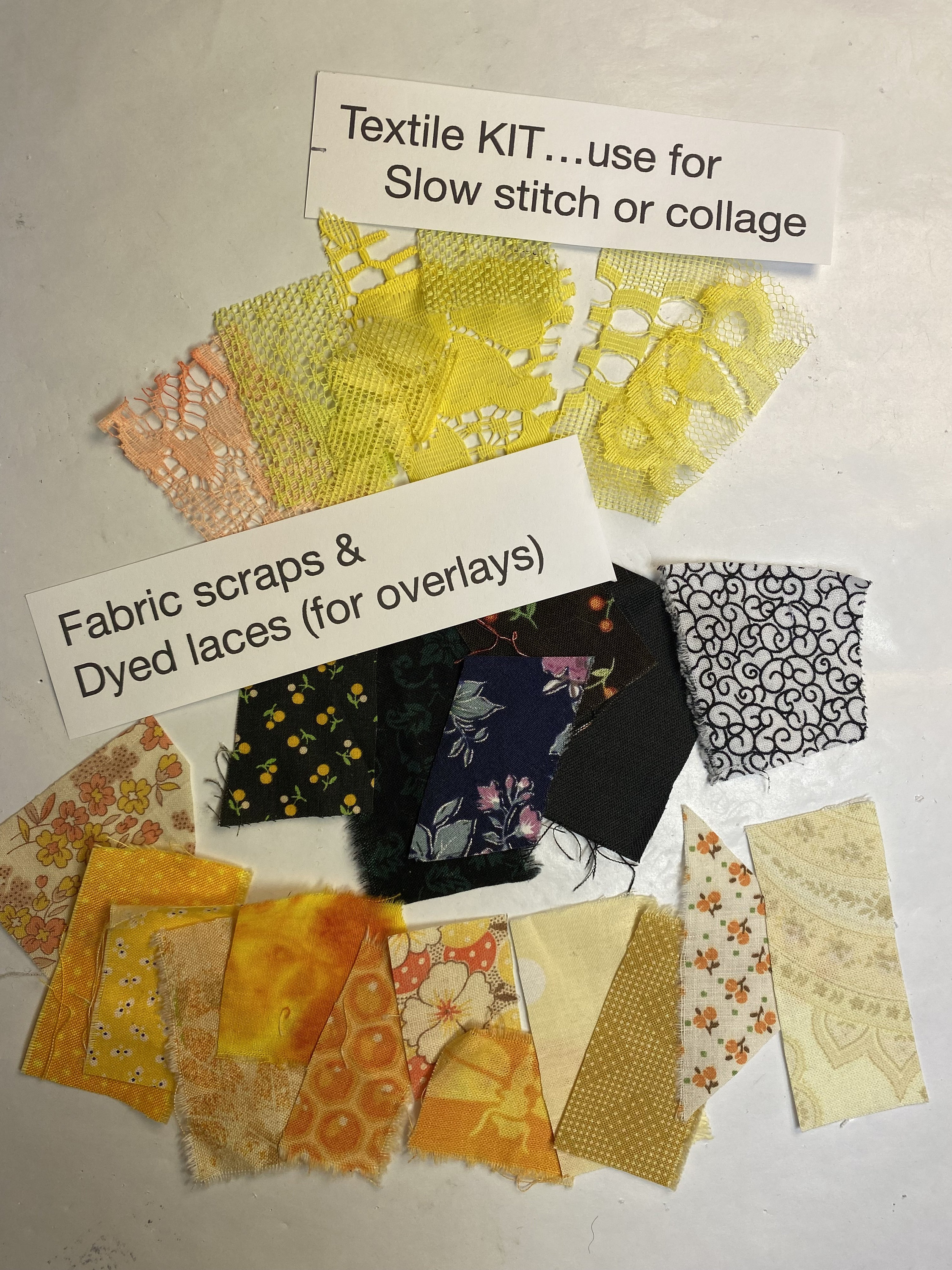 Fabric Collage KIT Bird Slow Stitch Goldfinch Kit DIY Appliqué Hand ...