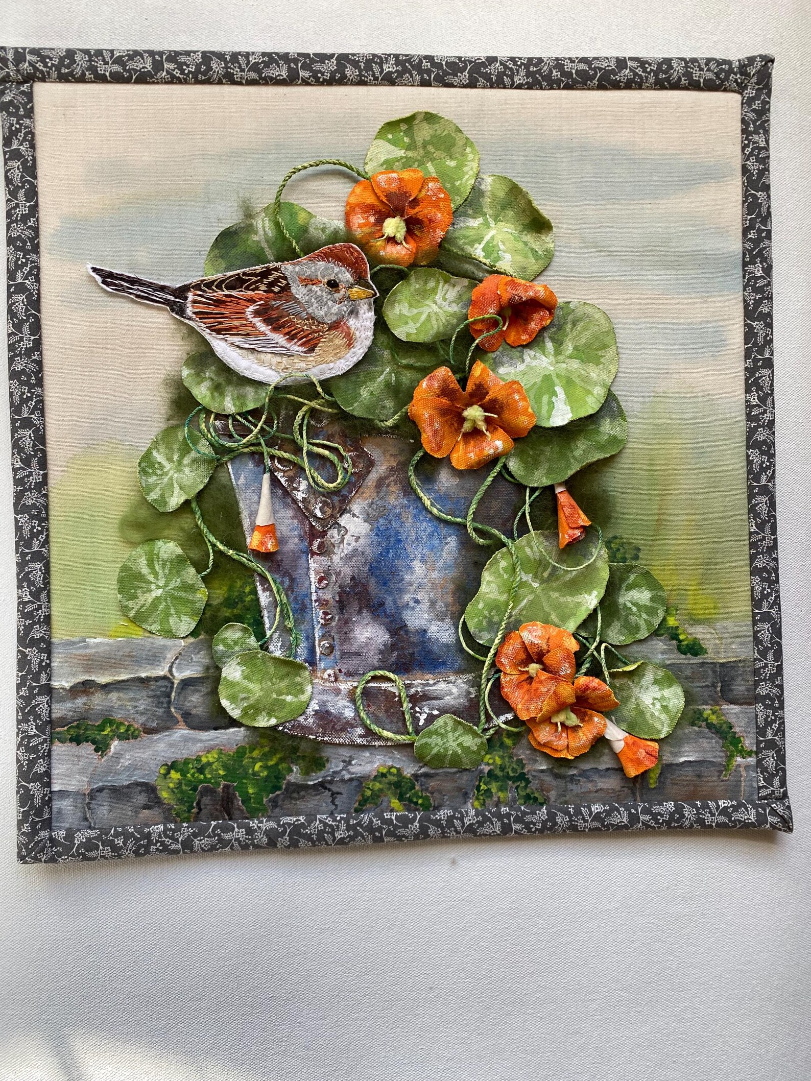 Kit Fabric Collage Bird Appliqué Hand Sewing Slow Stitch Gift Nature ...