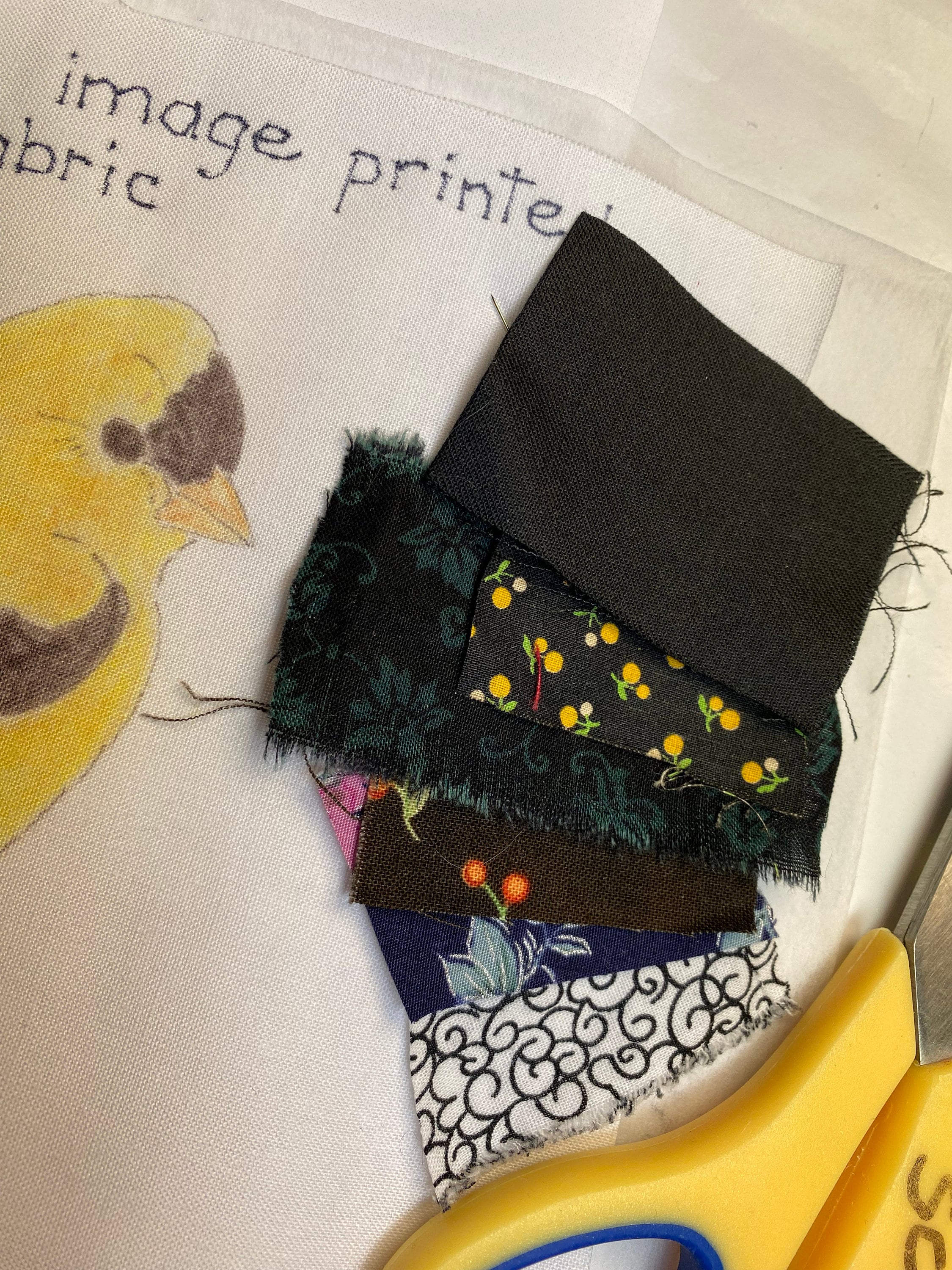 Fabric Collage KIT Bird Slow Stitch Goldfinch Kit DIY Appliqué Hand ...