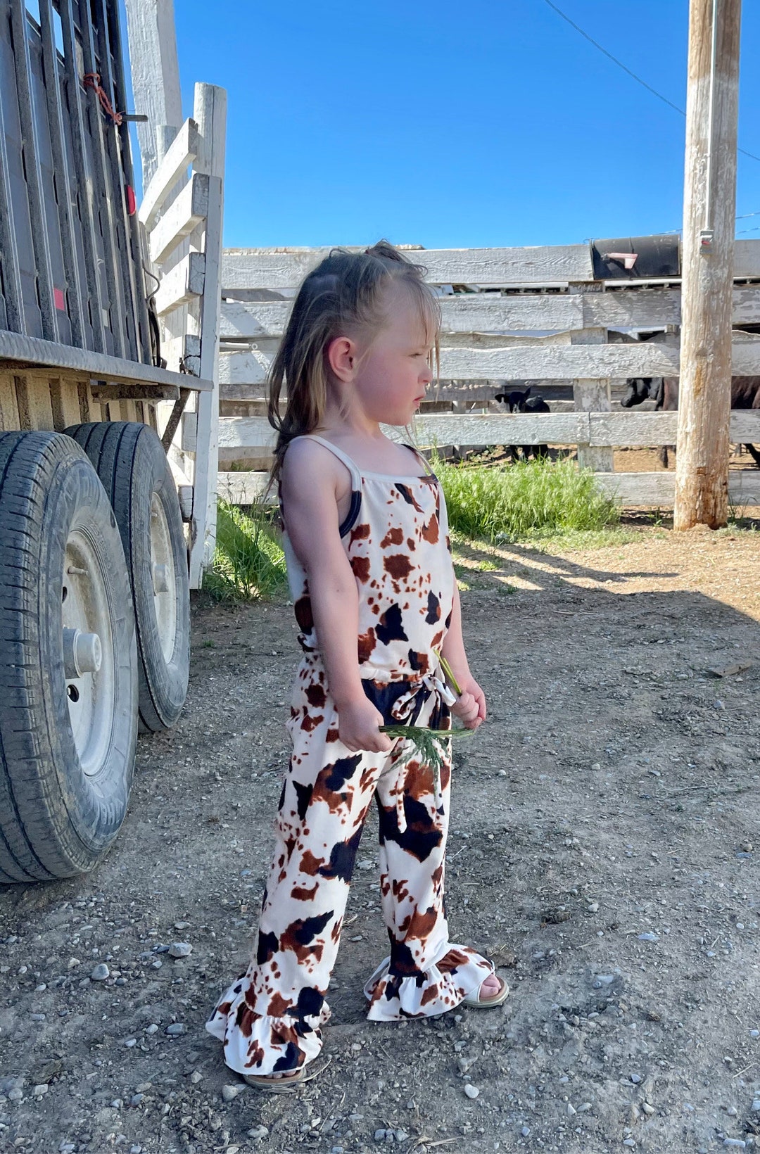 COW PRINT Jumpsuit Cowbaby Western Outfit Romper Western Back to School ...