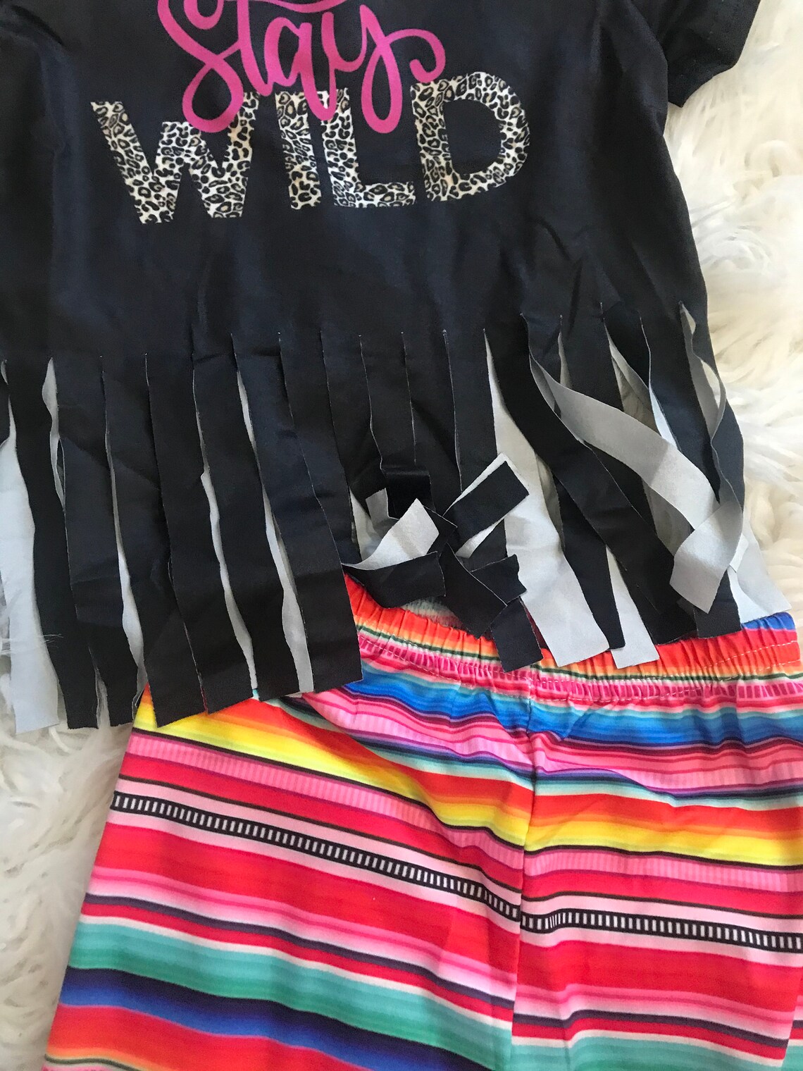 STAY WILD Bell Bottom Outfit Serape Flares Black Fringe - Etsy