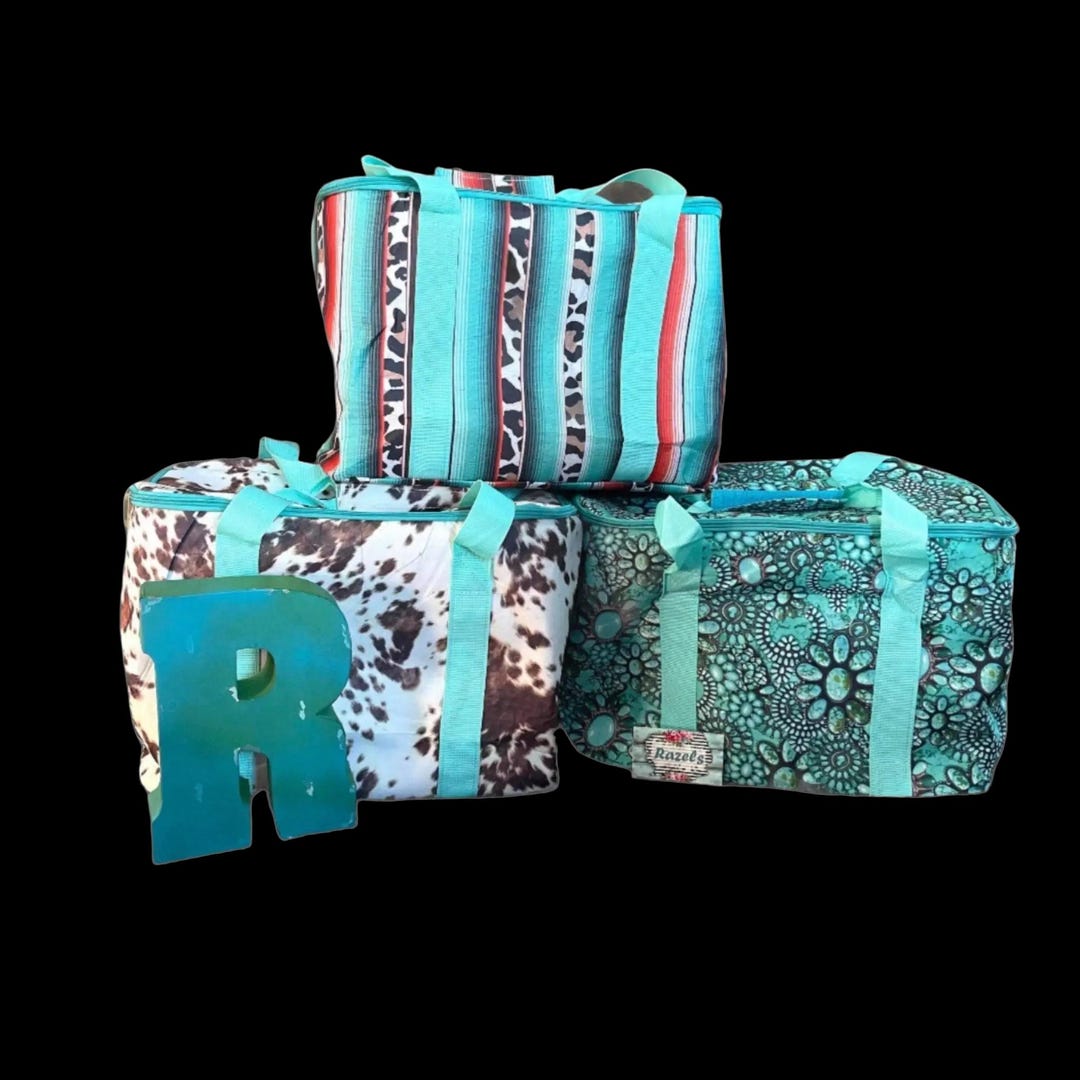WESTERN COOLER | Soft Cooler BAG, Cow Print Cooler Bag, Squash Blossom ...