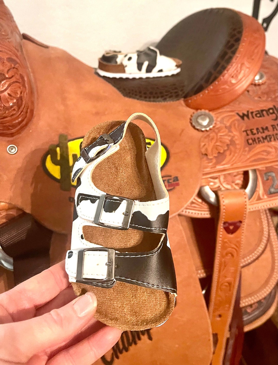COW PRINT Sandals, Kids WESTERN Cow Cork Sandals - Etsy
