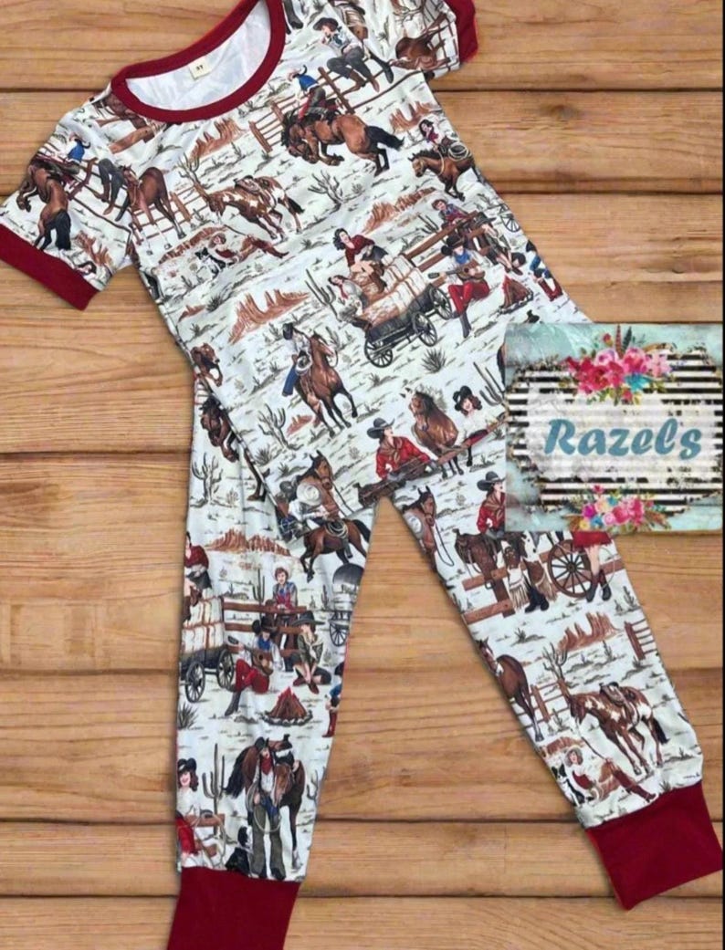 Cowgirl Pajamas - Mom & Me Matching Retro Western Pjs | Family Lounge ...