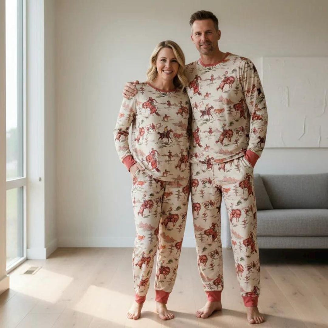 Retro Western Pajama Set, Vintage Rodeo Cowboy Pjs - Etsy