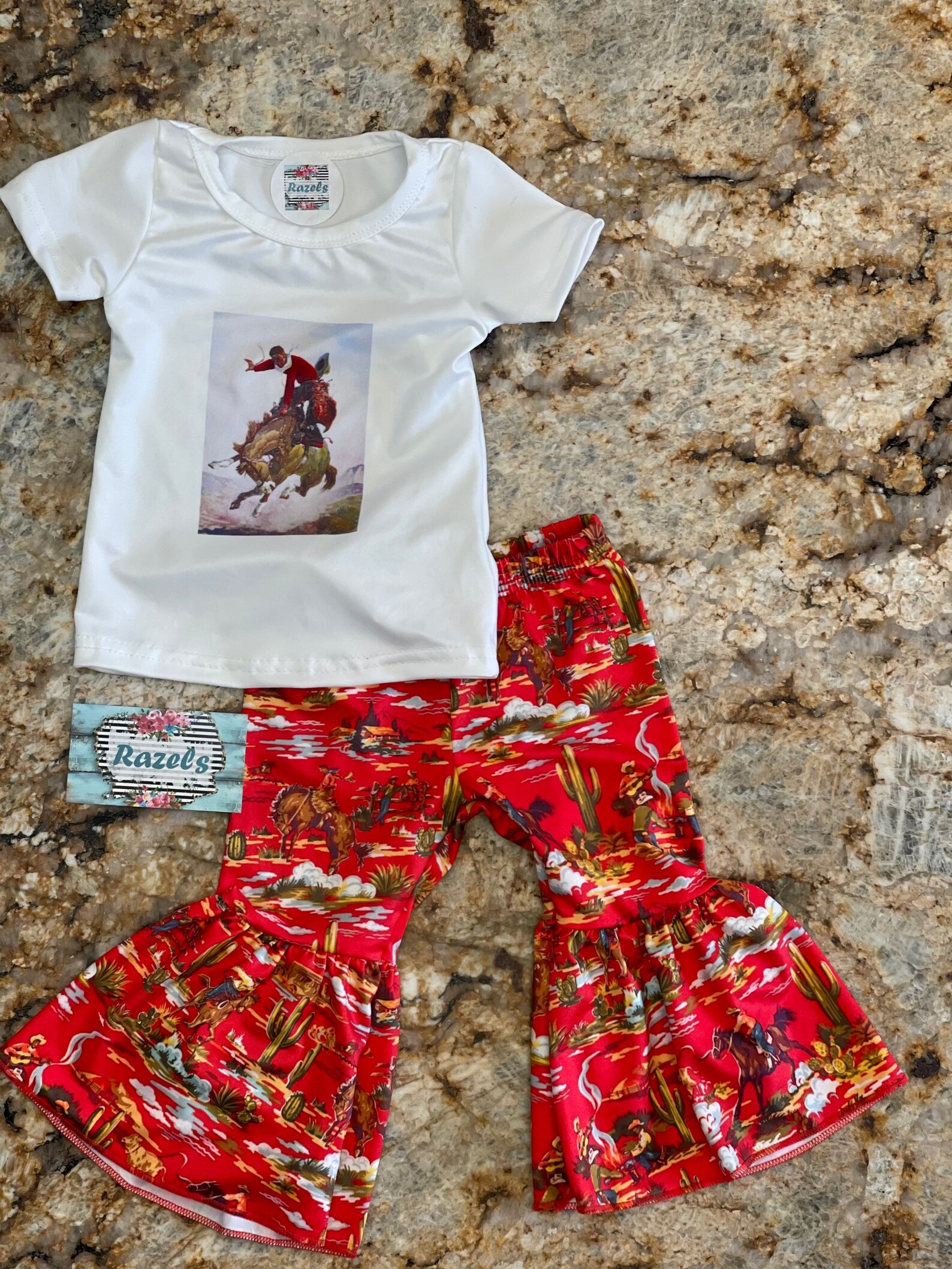 Retro Cowboy Bell Bottom Set Western Baby Toddler Bucking - Etsy