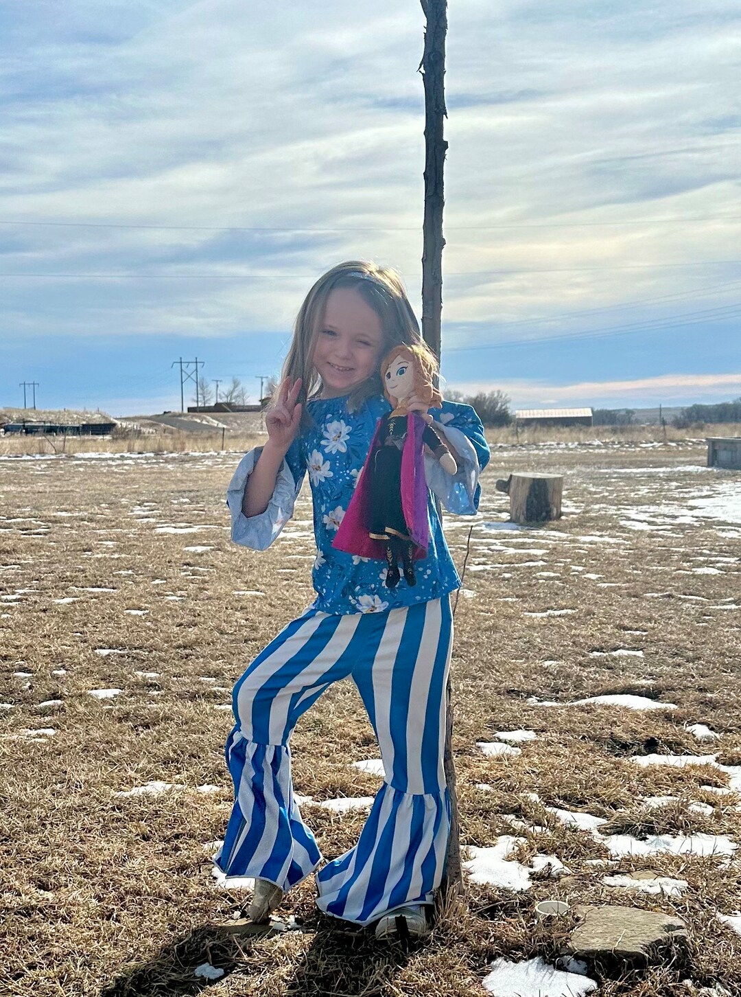 Flower Stripes BELL Bottom Outfit, Watercolor Floral Blouse, Striped ...