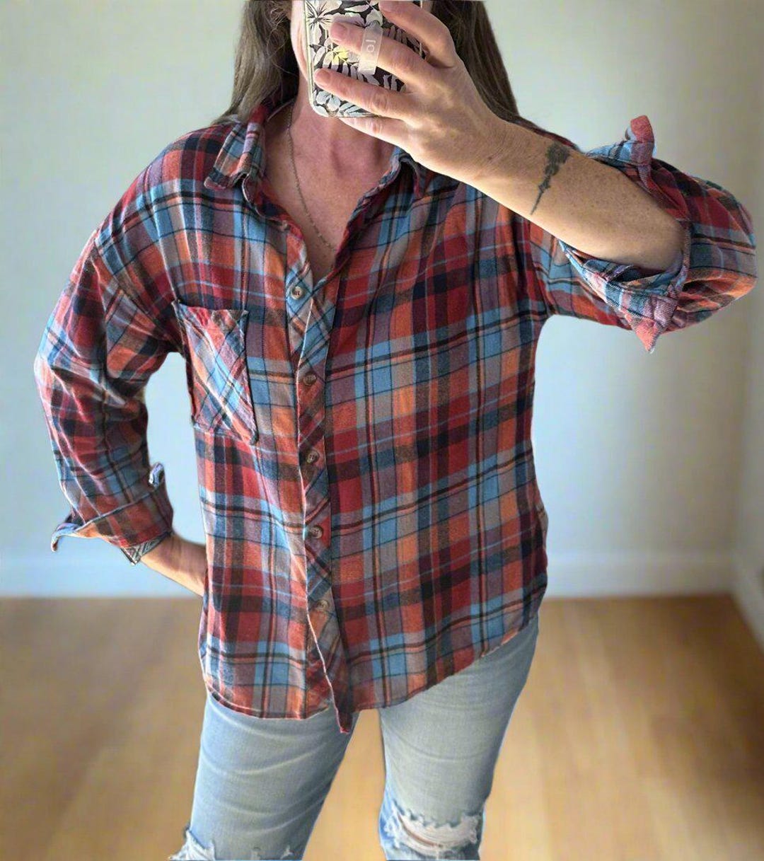 FALL Plaid Shirt Womens's Vintage Style Western Loose Fit Button up ...