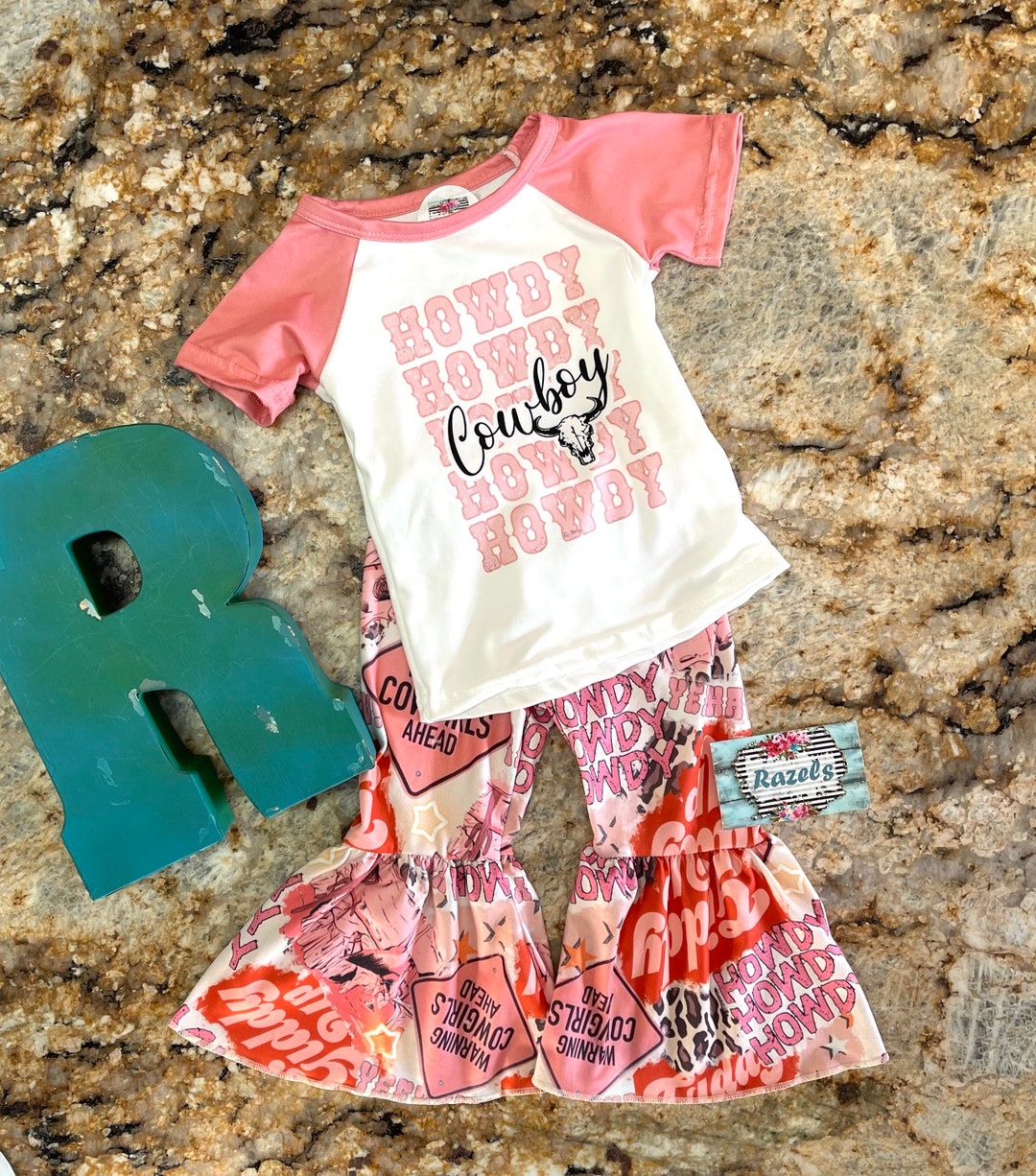 HOWDY COWBOY Bell Bottoms, Giddy Up, Pink YEEHAW Cowgirl Montage ...