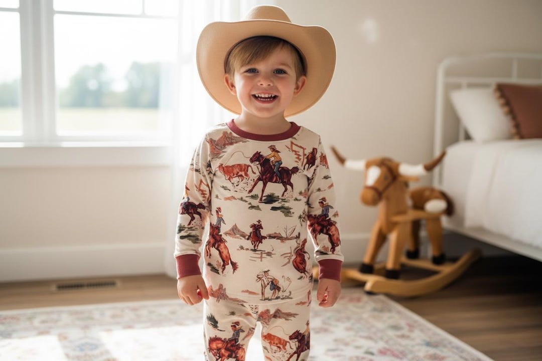 Kids Cowboy Pajamas - Vintage Rodeo Print Pjs - Etsy