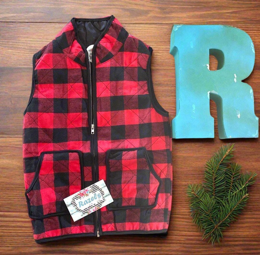 Lumberjill Jumberjack Vest, Kids Christmas Vest | Red and Black Buffalo ...