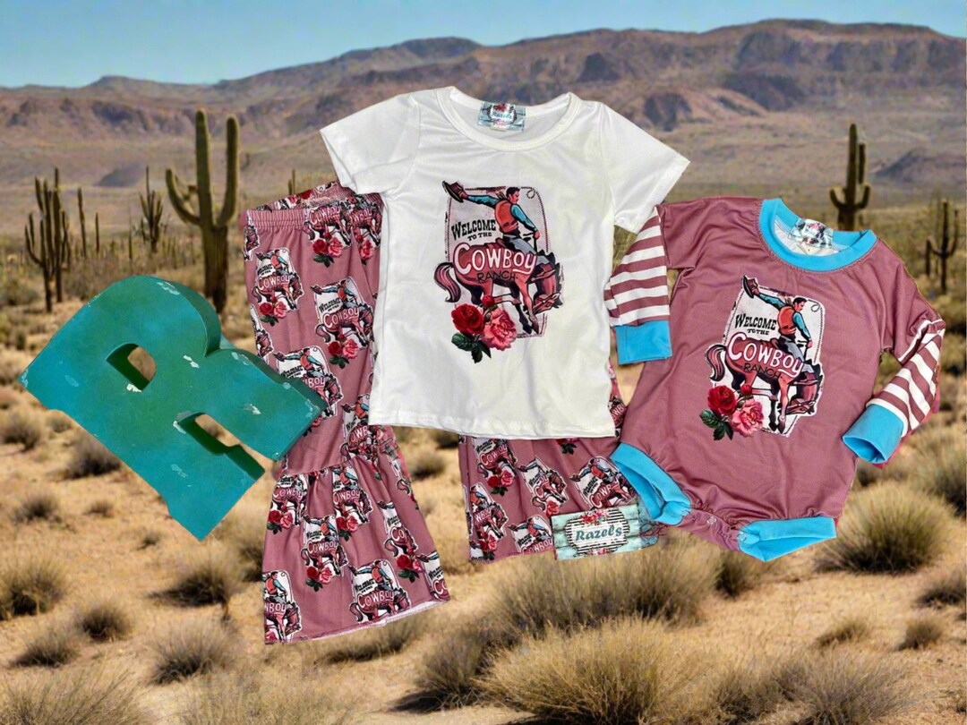 Cowgirl Matching Sister Outfits: Western Bell Bottoms & Onsie - Etsy