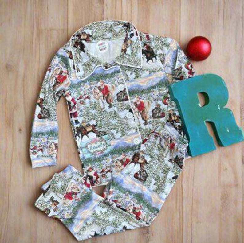 Cowboy Santa Western Christmas Pajamas - Family Matching Pjs - Etsy