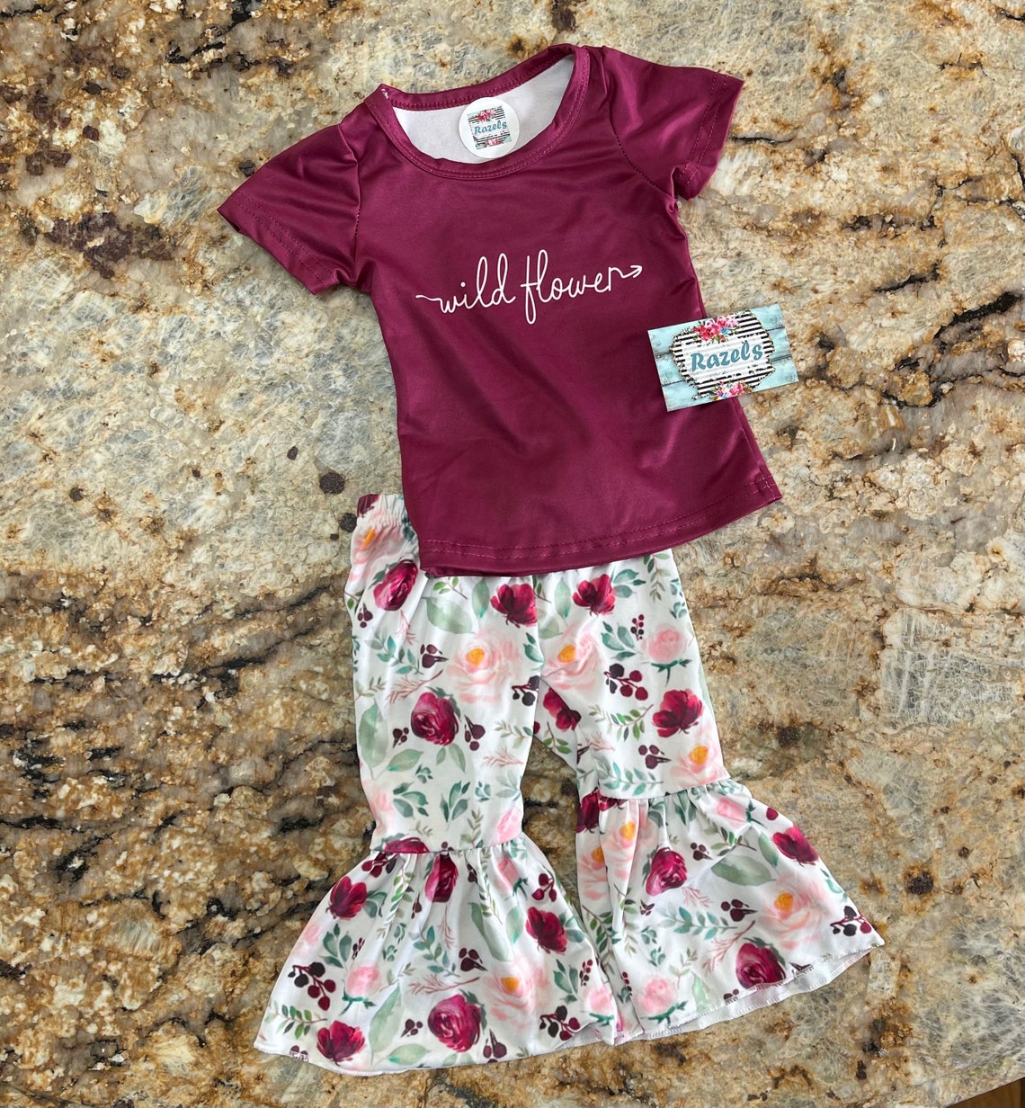 WILDFLOWER BELL Bottom T-shirt Set / Purple Floral Flower - Etsy