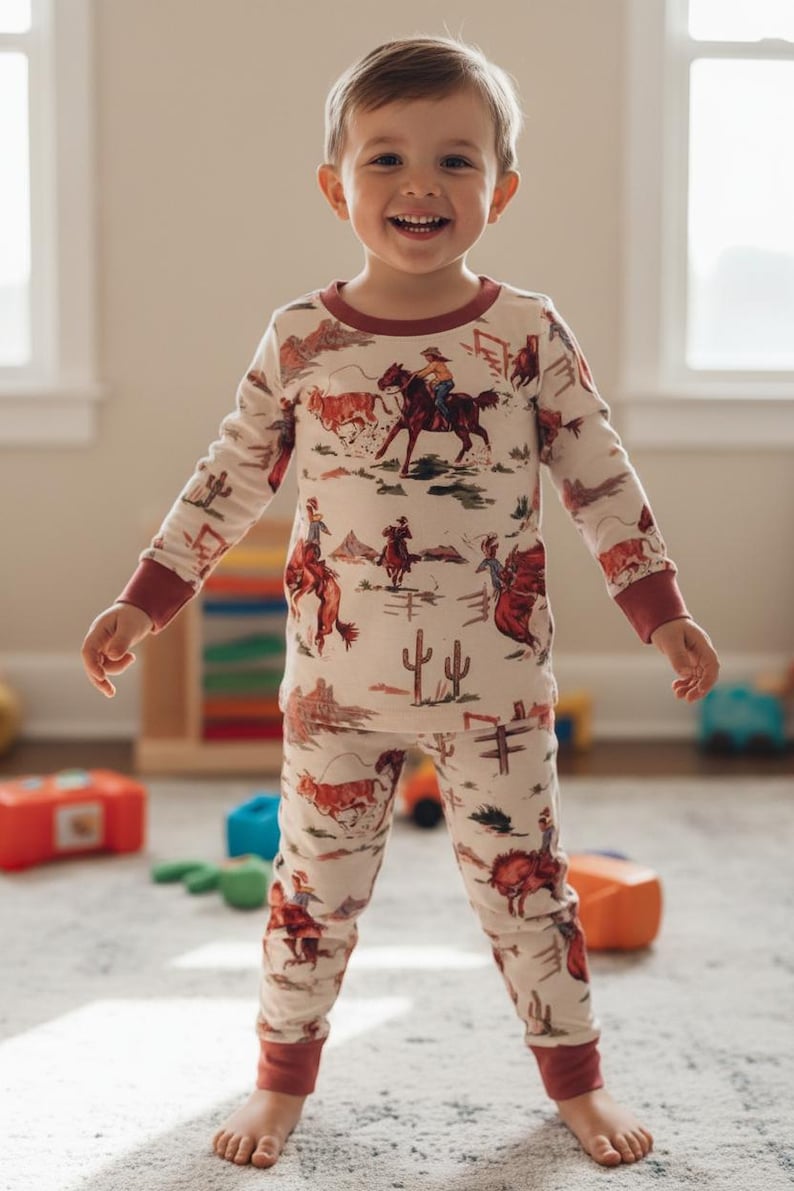 Kids Cowboy Pajamas - Vintage Rodeo Print Pjs - Etsy