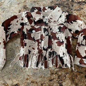 COW PRINT Jean Jacket, Fringed Cowhide Cowgirl Coat - Etsy